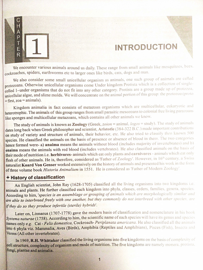 Basics of Zoology Unit-1 | PDF