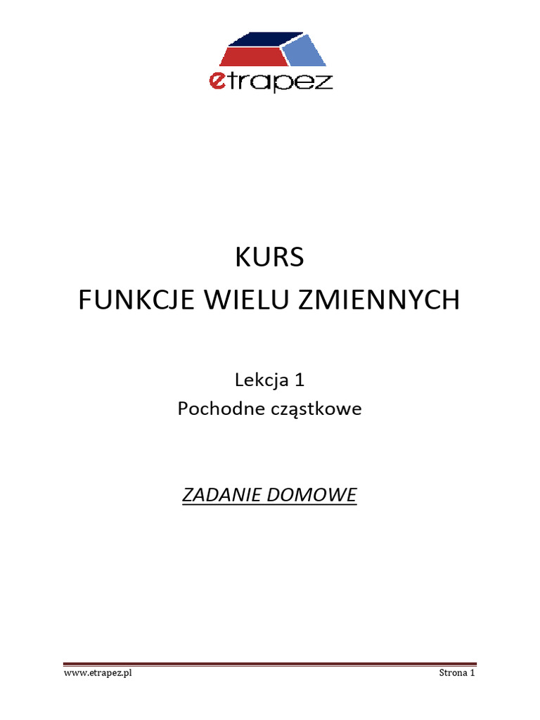 Funkcje Wielu Zmiennych 1 | PDF