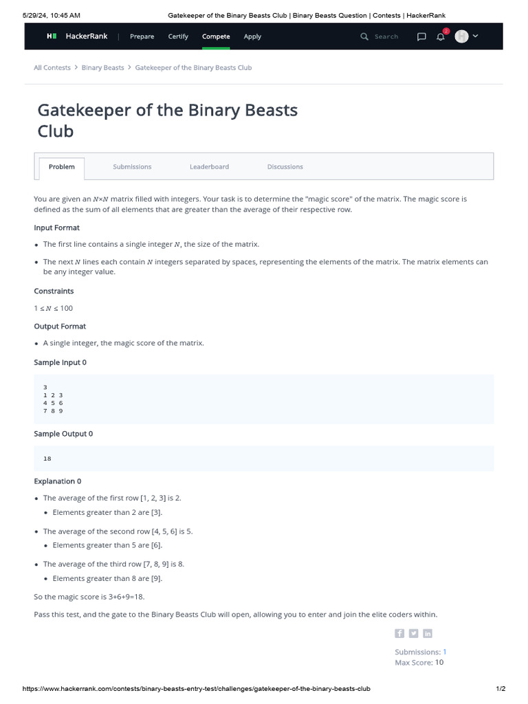 Gatekeeper of The Binary Beasts Club - Binary Beasts Question ...