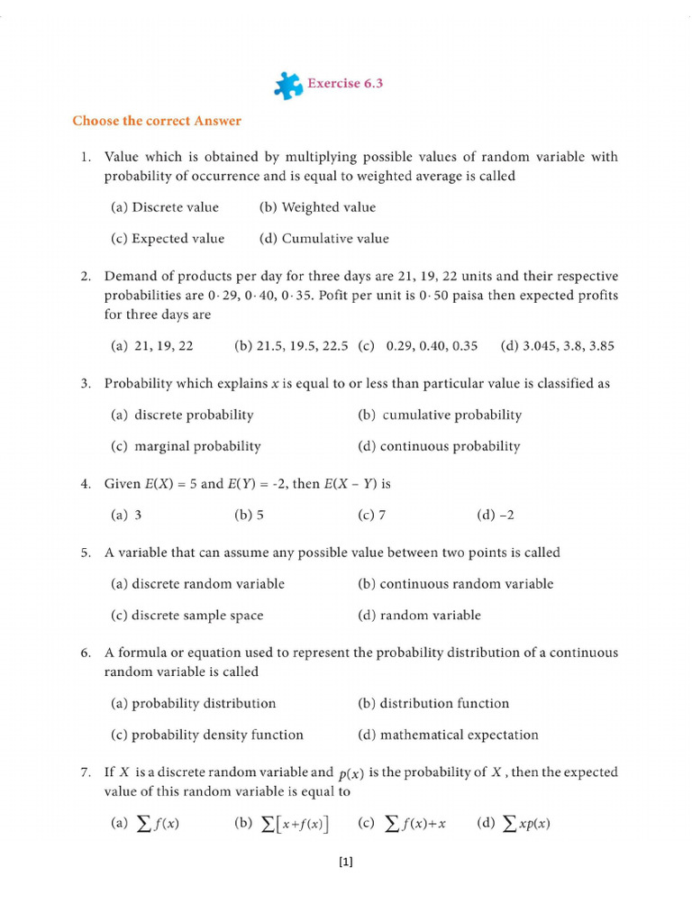 12th Business Maths One Mark Questions | PDF