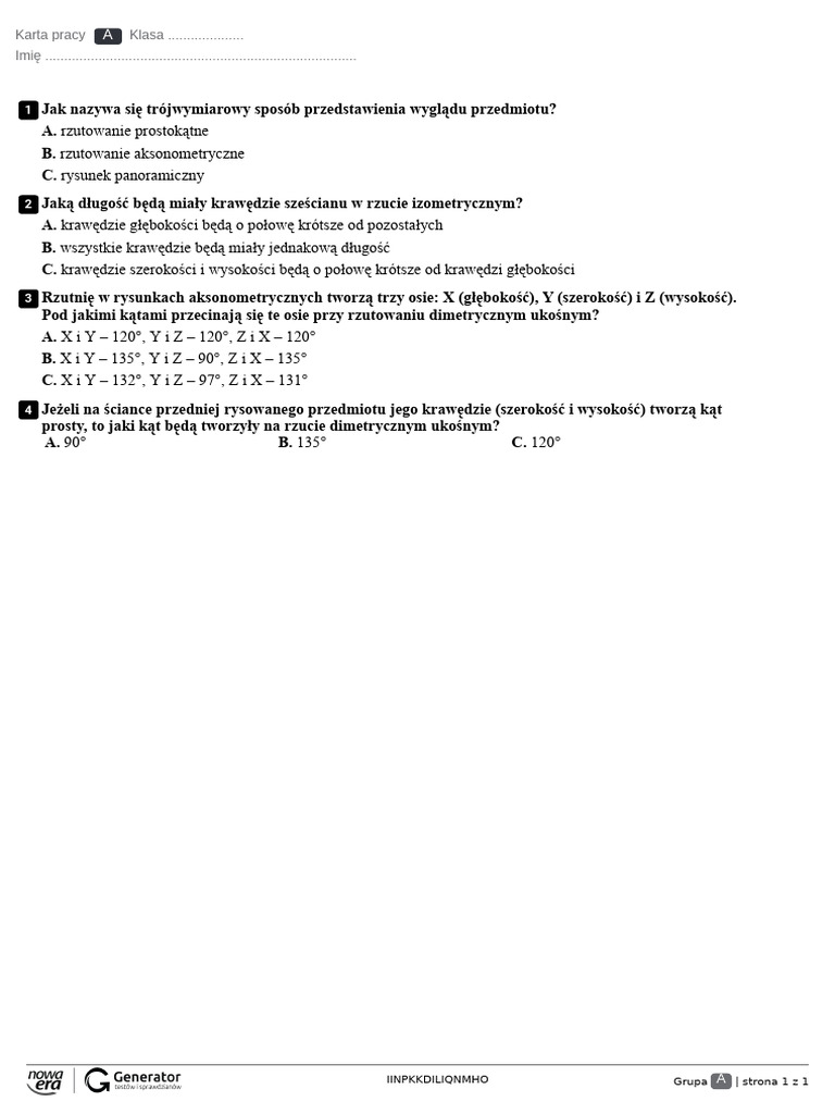 II. Rysunek techniczny (temat 3) Karta pracy | PDF