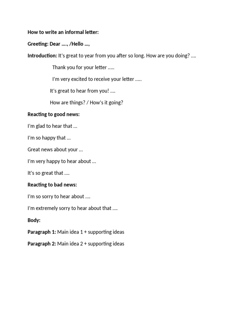 How To Write An Informal Letter | PDF