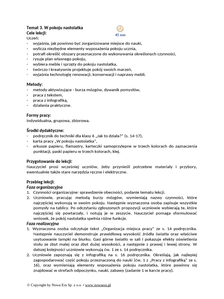 Scenariusz Lekcji W Pokoju Nastolatka | PDF