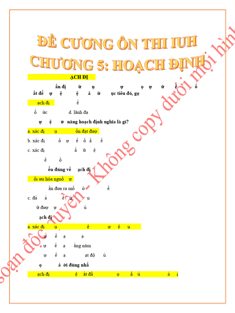 Đề cương QTH CHƯƠNG 5 | PDF