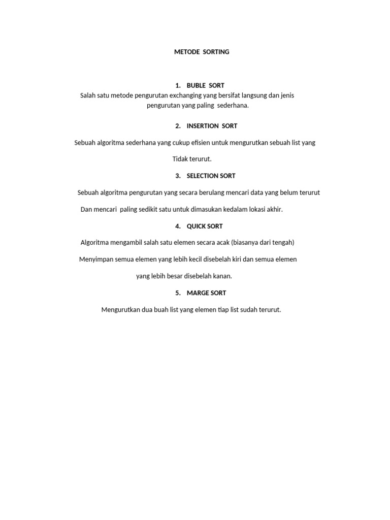 Metode Sorting | PDF
