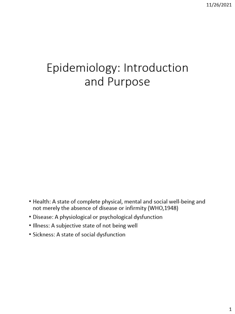 Lecture 1. Epidemiology Intro | PDF