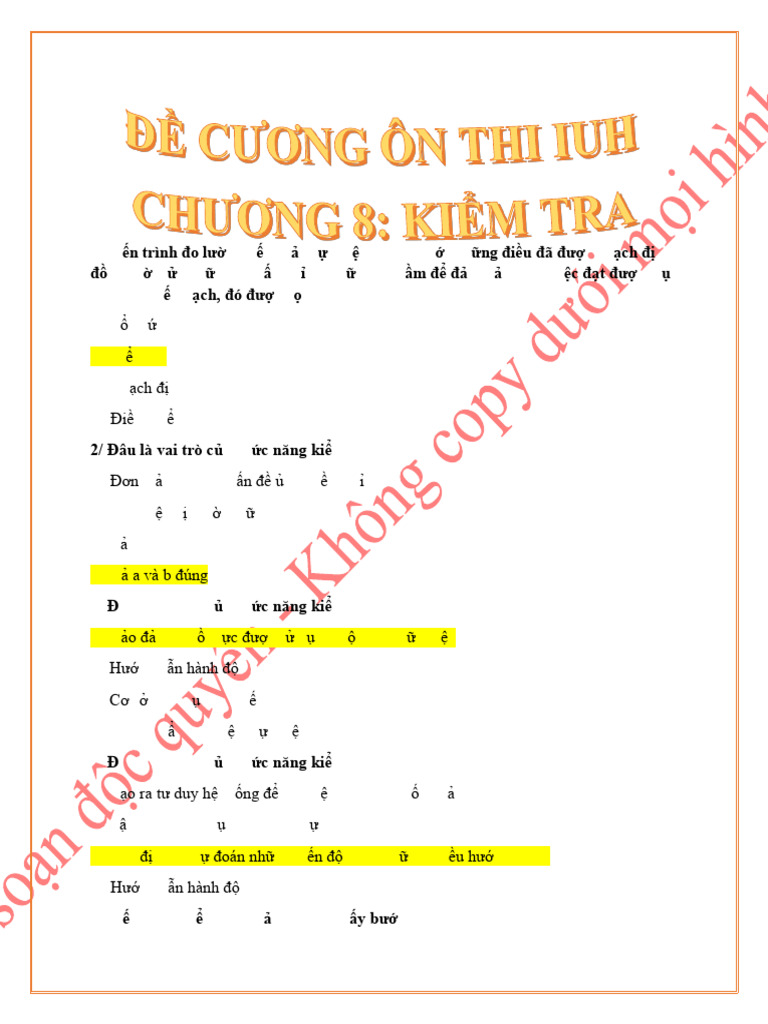 Đề cương QTH CHƯƠNG 8 | PDF
