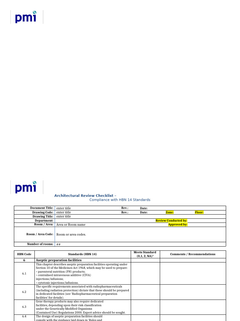 Template - HBN 14 - STERILE COMPOUNDING ROOM | PDF