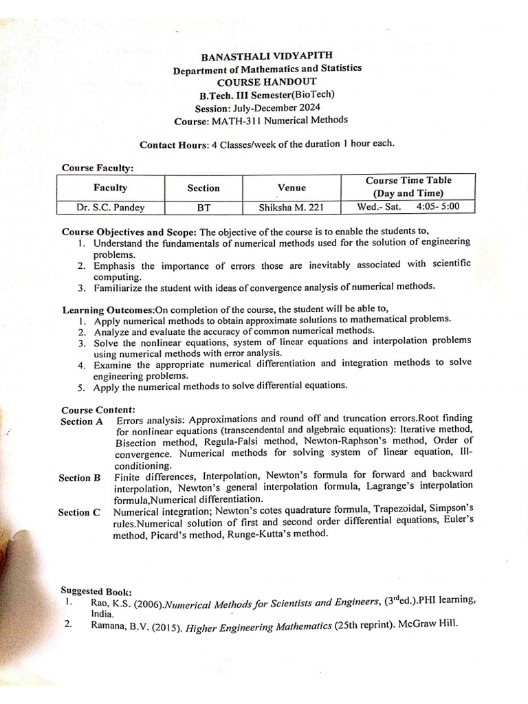 Numerical Method Handout | PDF