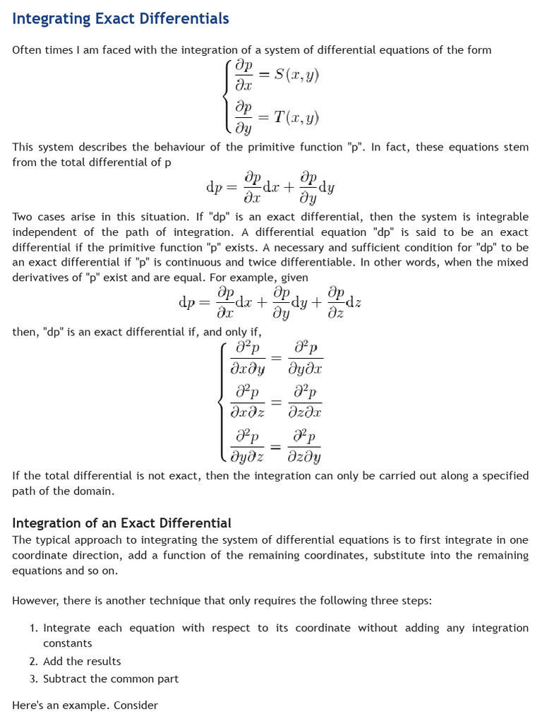 Integrating Exact Differentials | PDF