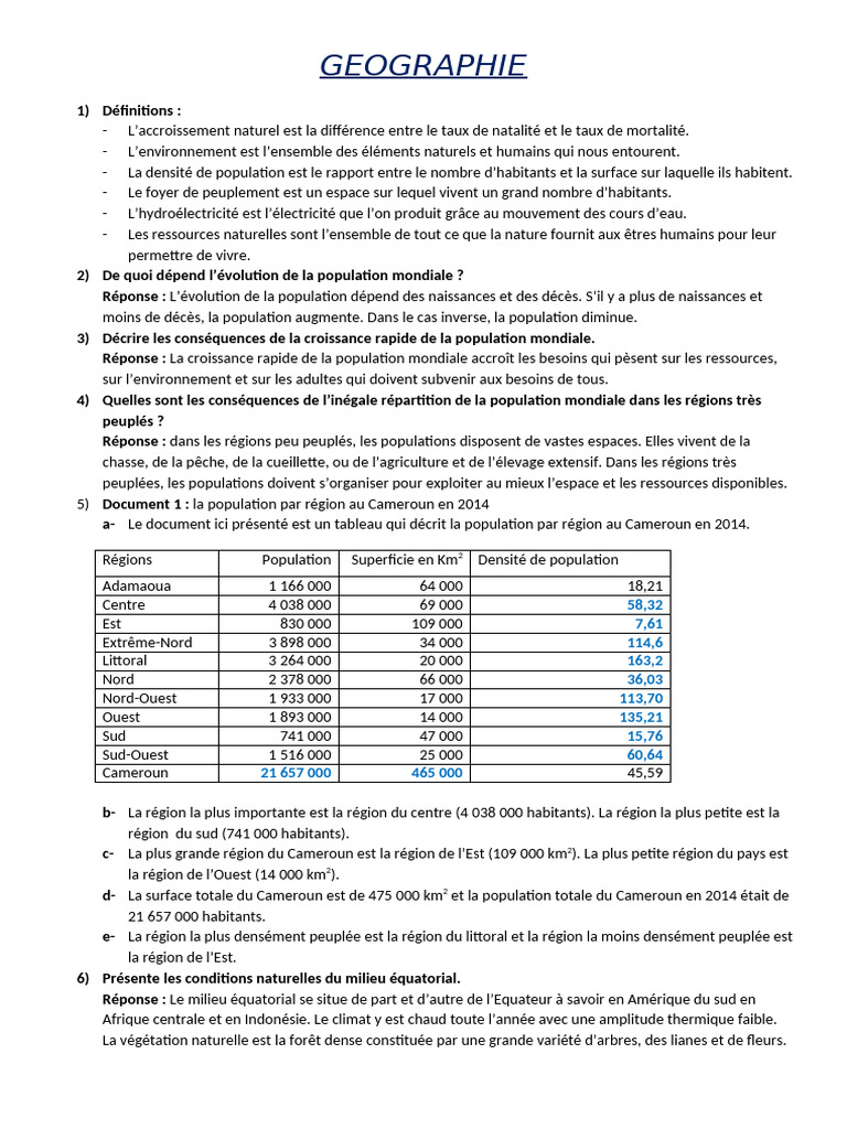 Correction Histoire Geo 1 Sequence | PDF