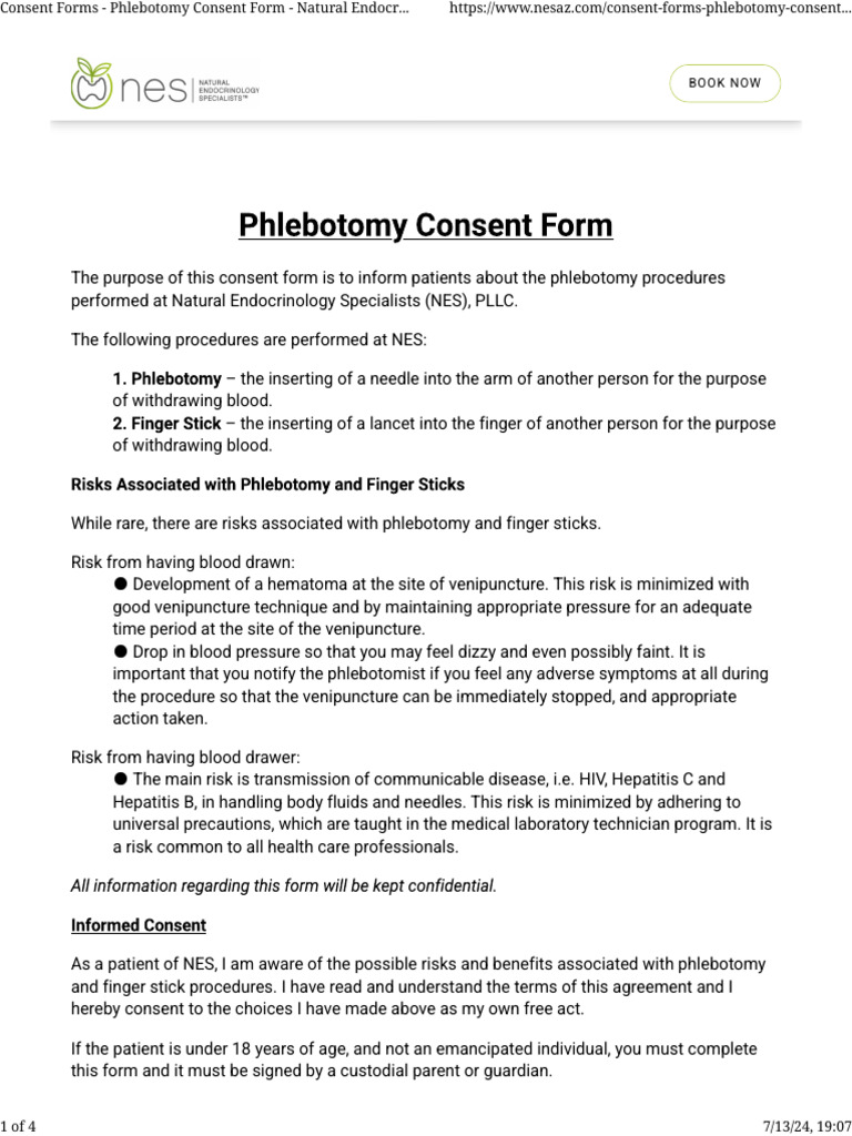Phlebotomy Consent Form | PDF