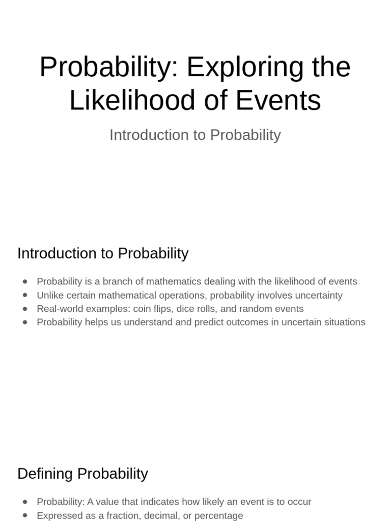 Probability - Exploring The Likelihood of Events | PDF