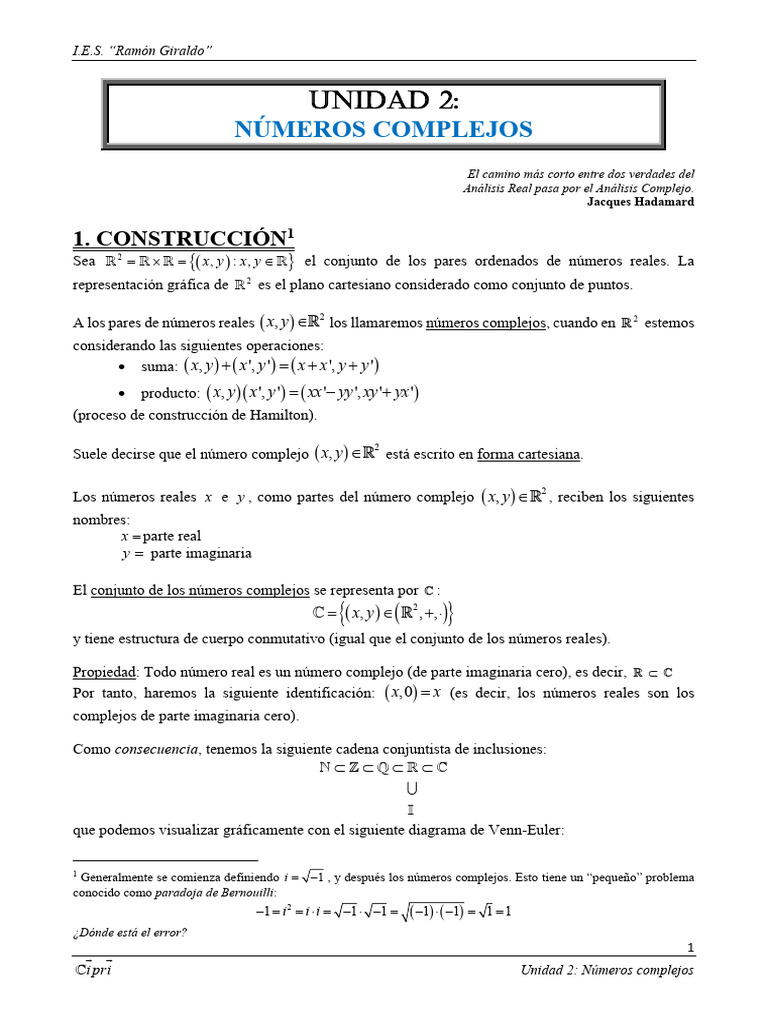 MAT 1-U02-Numeros Complejos | PDF