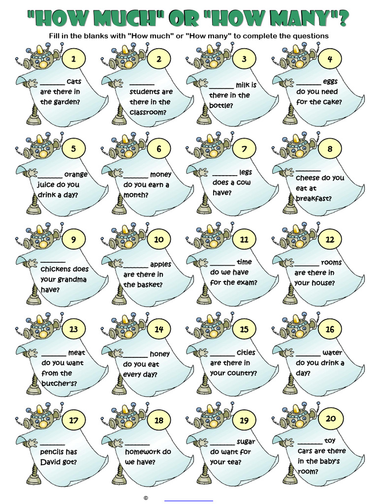 How Much or How Many Esl Grammar Exercises Worksheet | PDF