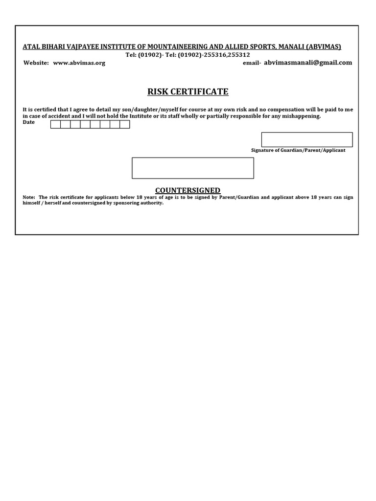 Risk Certificate | PDF