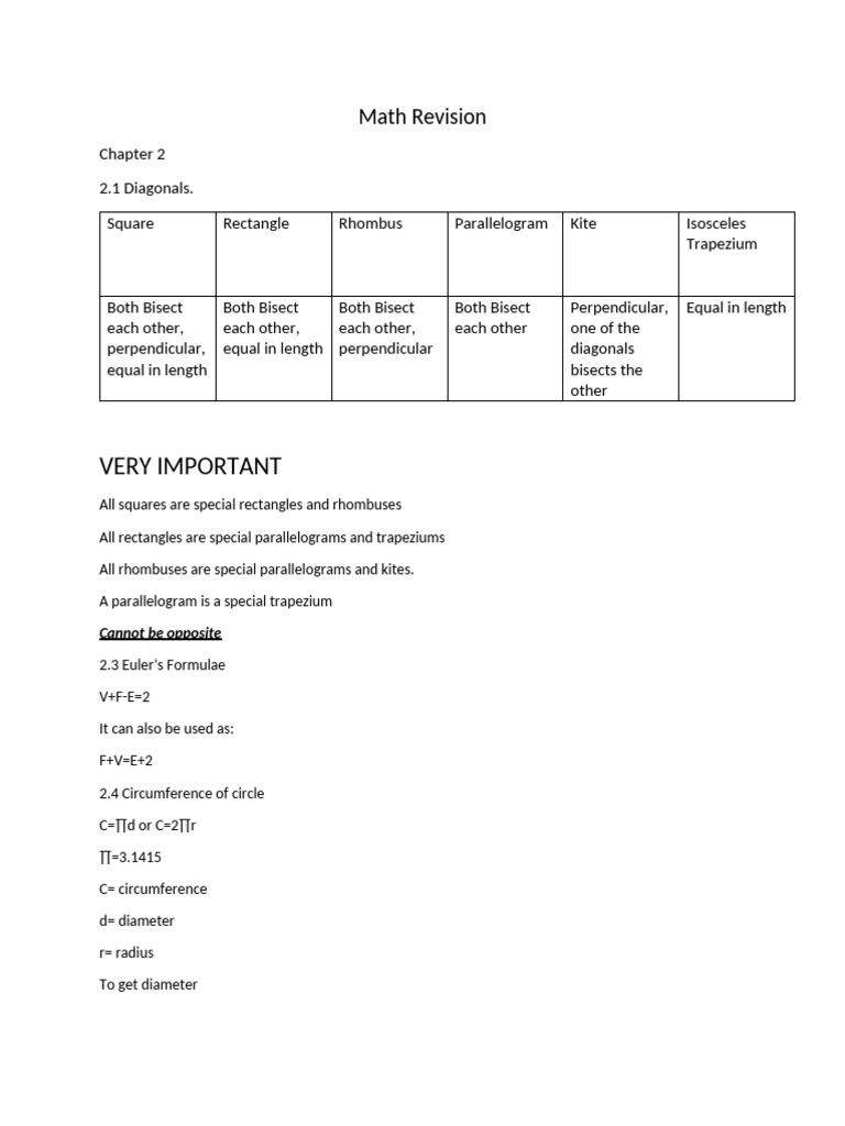 Math Revision Quiz | PDF