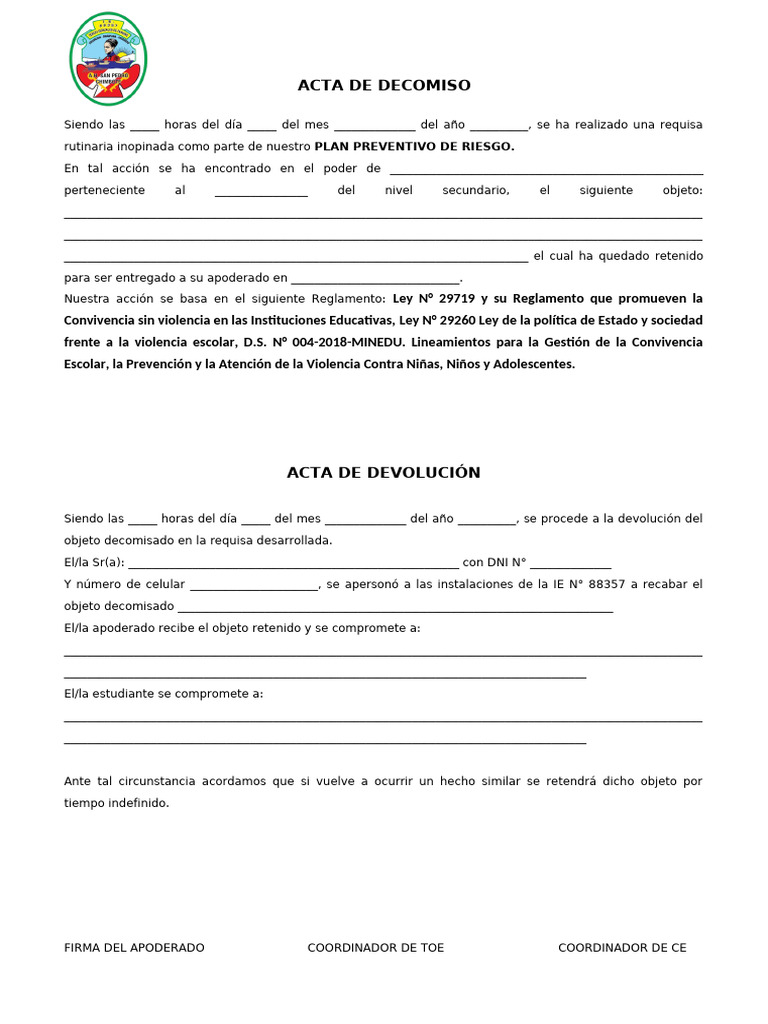 Acta de decomiso | PDF