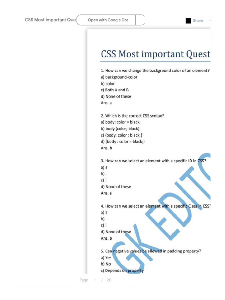 Css MCQ | PDF