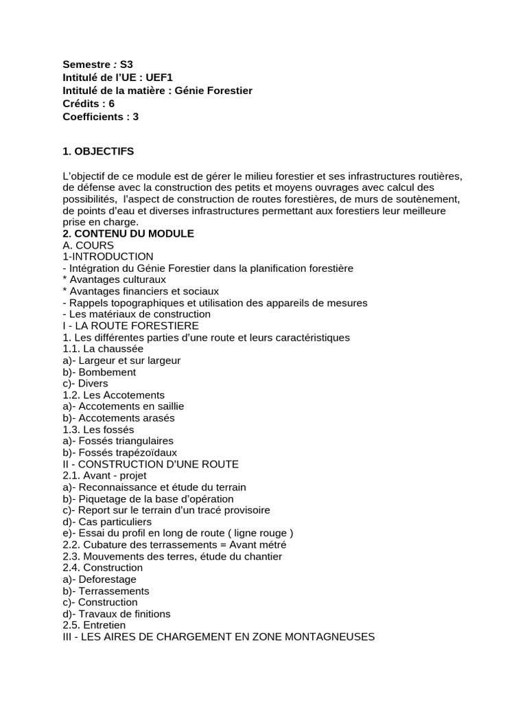 Programme GENIE FORESTIER | PDF