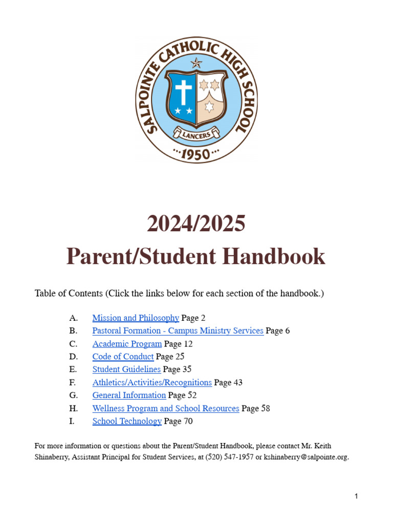 Class Handbook For Highschool | PDF | Advanced Placement | Mass (Liturgy)