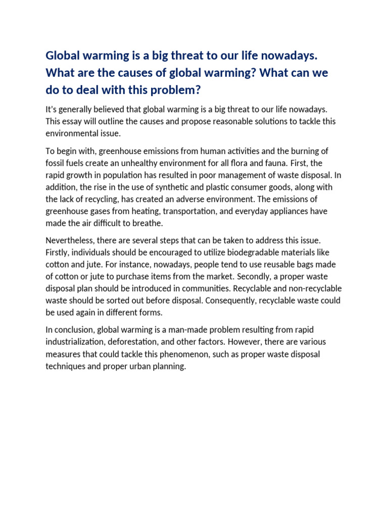 Homework Lesson 18 Writing Global Warming | PDF