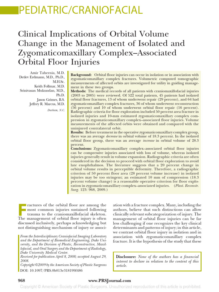 Clinical Implications of Orbital Volume Change In.24 | PDF