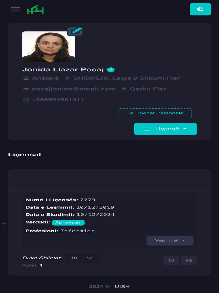 UISH - Platforma Digjitale Për Menaxhimin e Profesionistëve Shëndetësorë | PDF