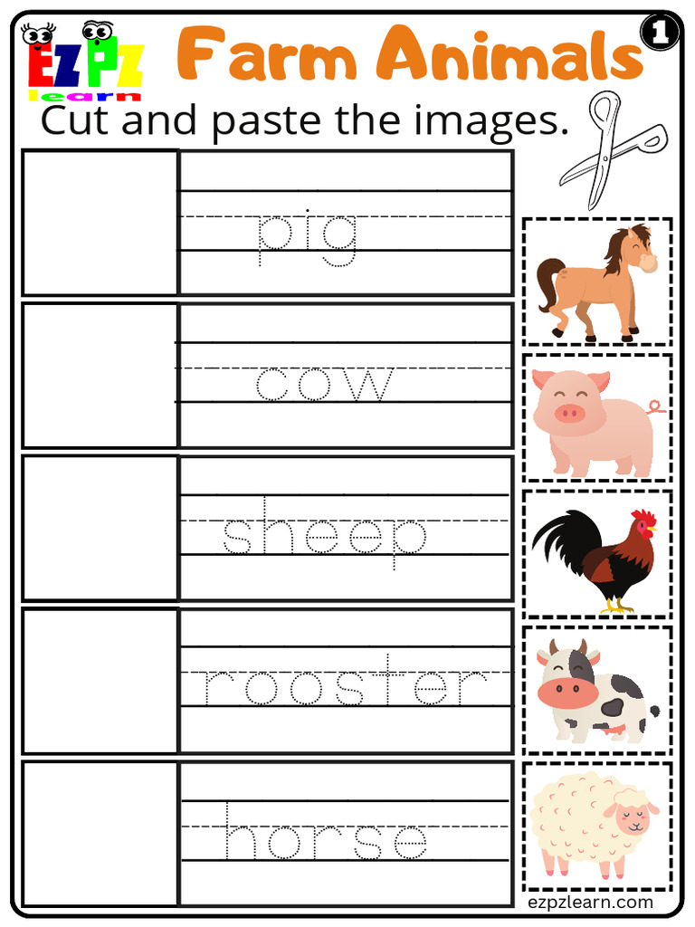 1 Farm Animals Cut and Paste | PDF