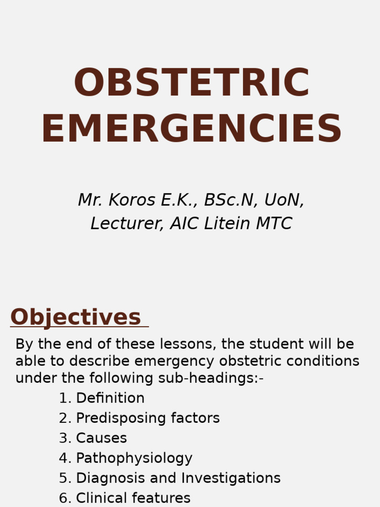 Emergency Obstetric Care Overview | PDF | Childbirth | Wellness