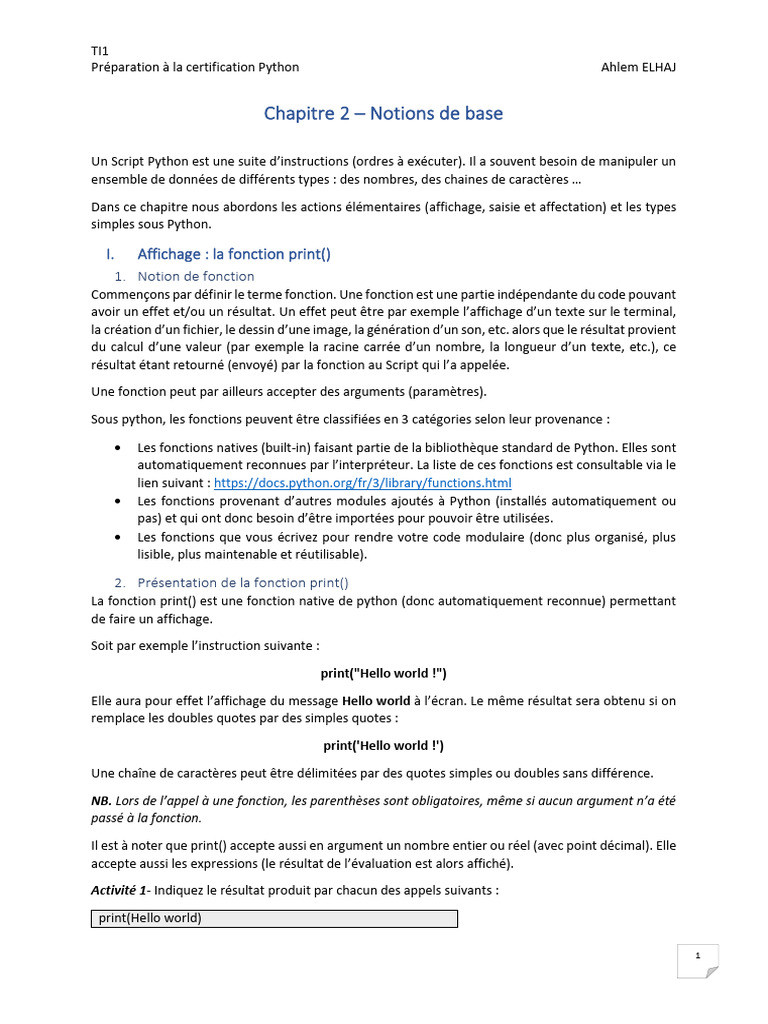 Chapitre2-Notions de Base | PDF