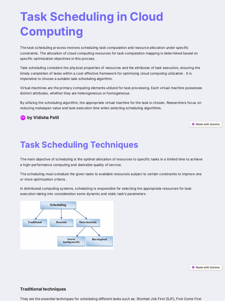 Task Scheduling in Cloud Computing | PDF