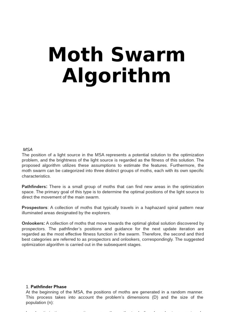 Moth Swarm Algorithm | PDF
