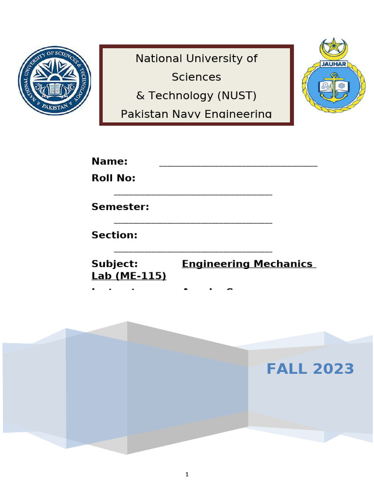 Engineering Mechanics Lab Manual (Updated) (1) | PDF