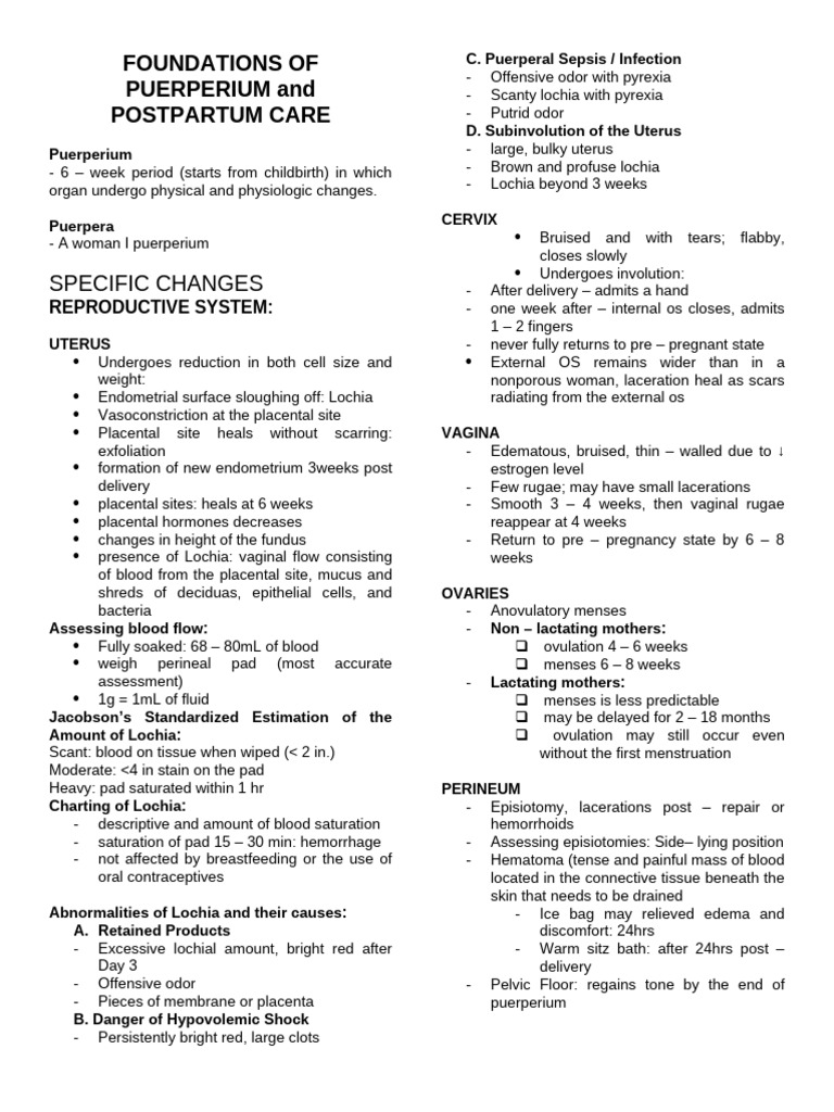 FOUNDATIONS OF PUERPERIUM and POSTPARTUM CARE | PDF