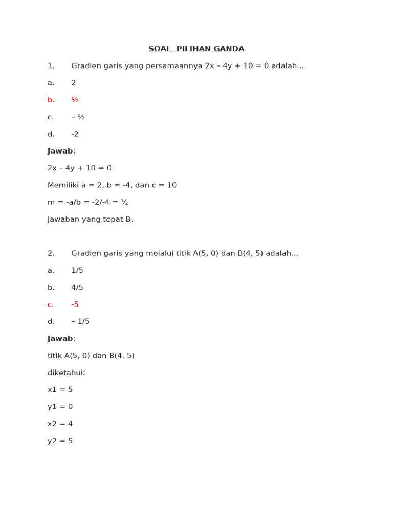Soal Pilihan Ganda Dan Isian | PDF
