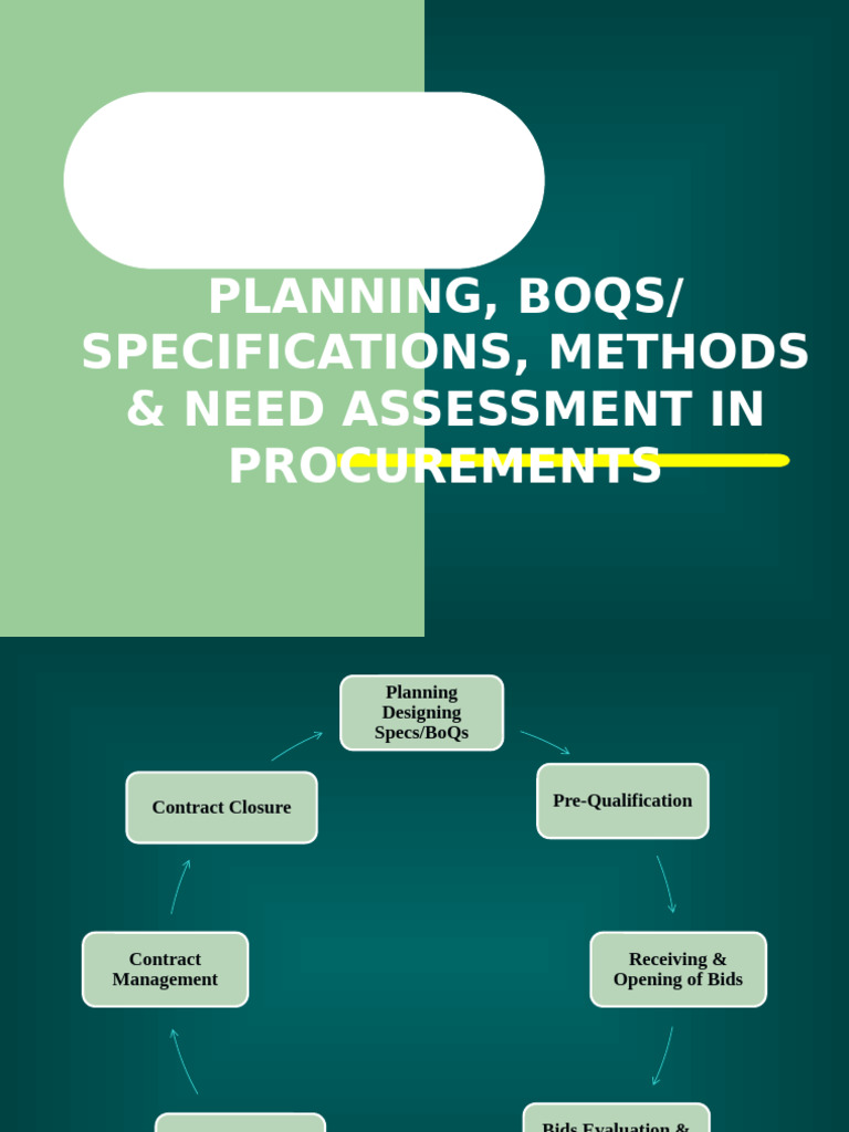 02 - Scope, Planning, BoQs, Specifications & Needs Assessment in ...
