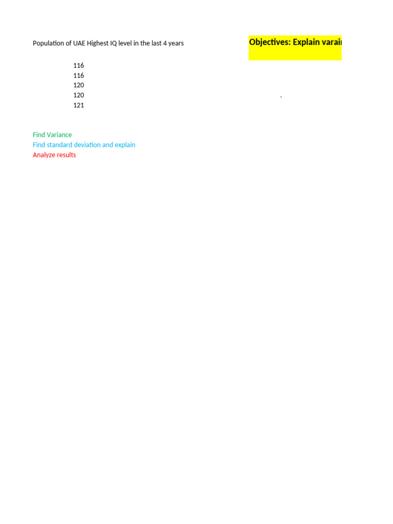 Population Variance Worksheet | PDF