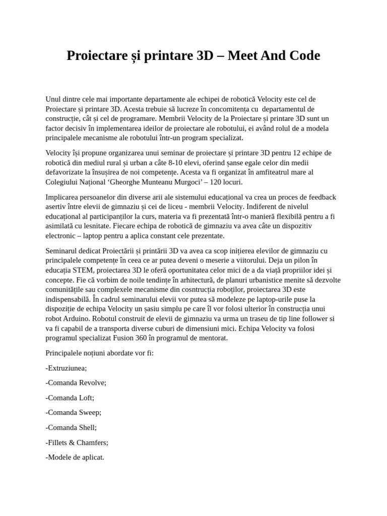 Proiectare Și Printare 3D | PDF