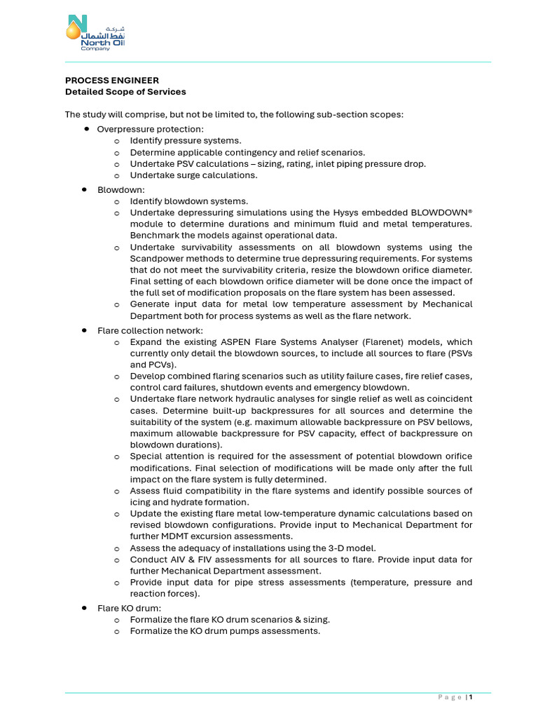 Process Engineer_Scope of Services | PDF