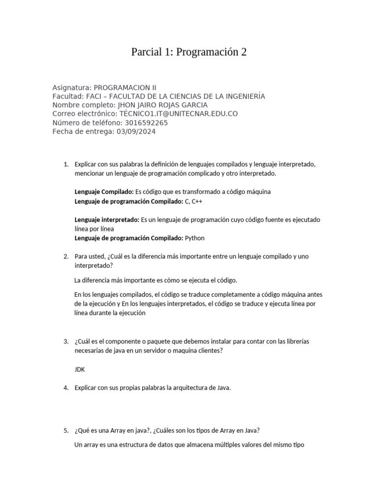 Parcial 1 - Programación 2 | PDF