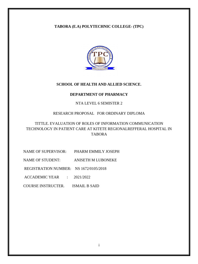 Aniseth M Luboneke Proposal4 | PDF | Sampling (Statistics) | Health ...