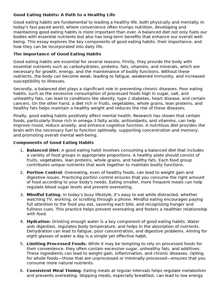 Good Eating Habits | PDF