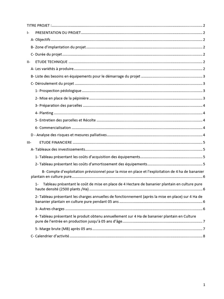 PROJET 4ha Plantain | PDF
