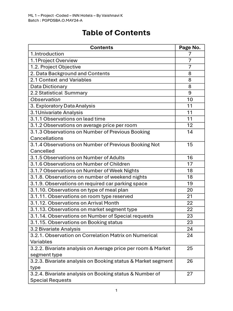 ML 1 Project - INN Hotels - Business Report | PDF
