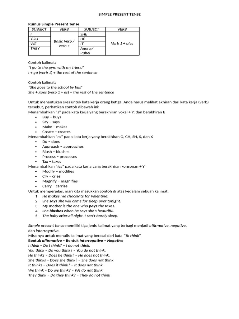 LATIHAN SOAL SIMPLE PRESENT TENSE_081828 | PDF