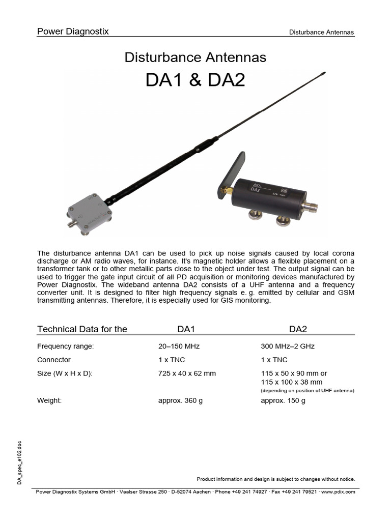 DA1 & DA2: Disturbance Antennas | PDF