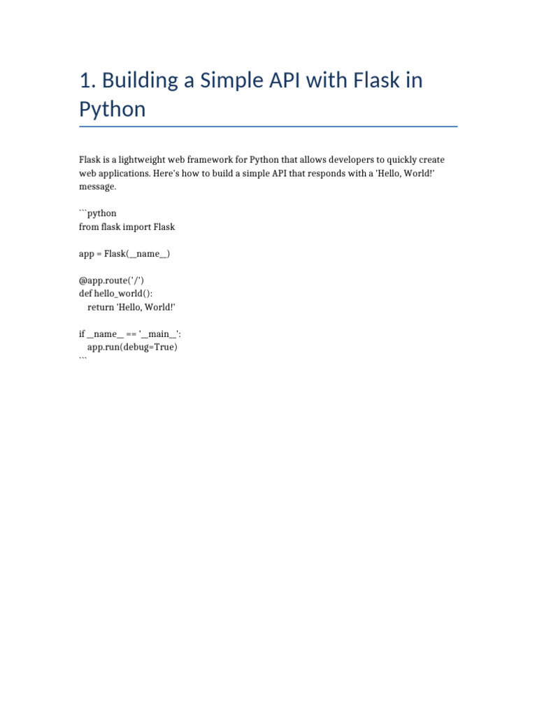 Building a Simple API With Flask in Python | PDF
