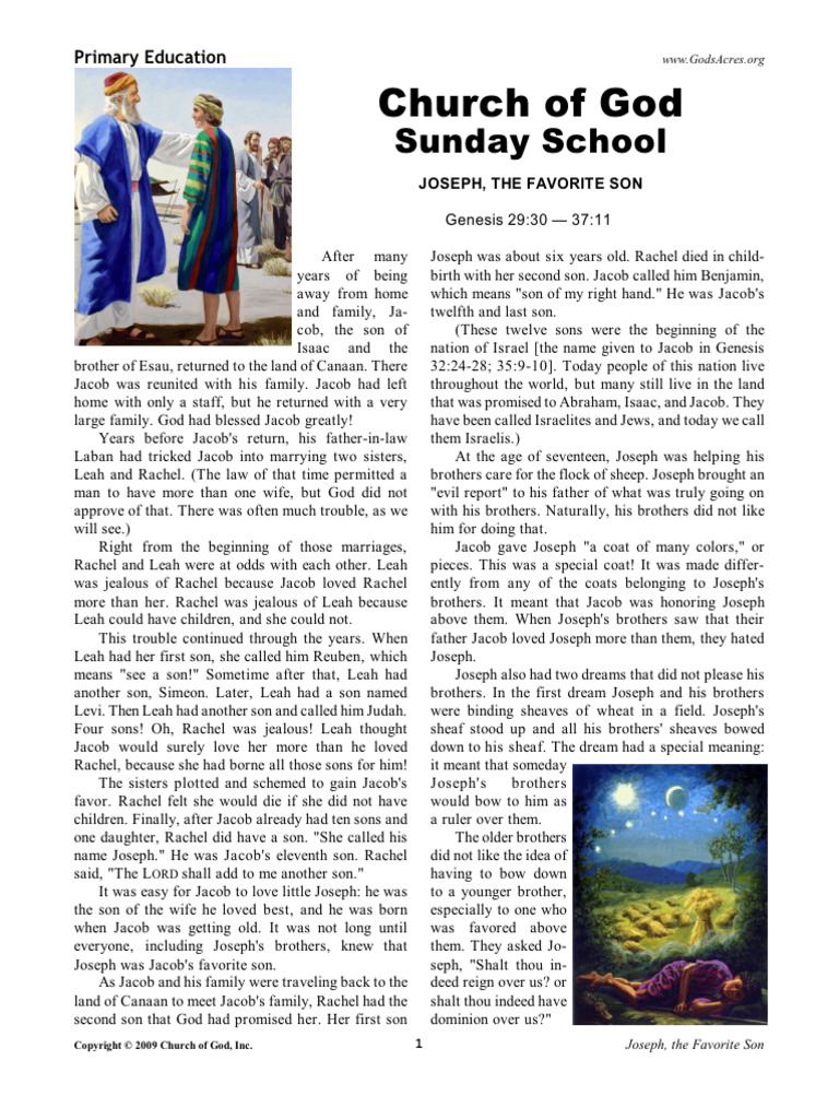Ot Lesson 14 - Joseph The Favorite Son | PDF