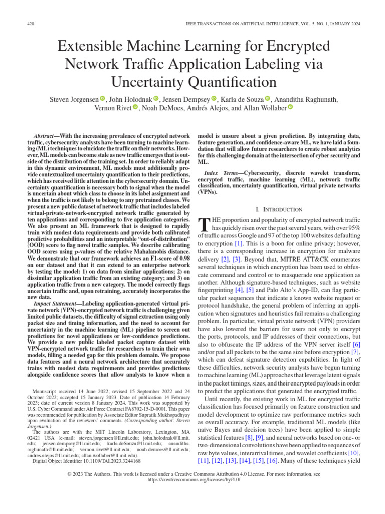 Extensible Machine Learning For Encrypted Network Traffic Application Labeling Via Uncertainty ...
